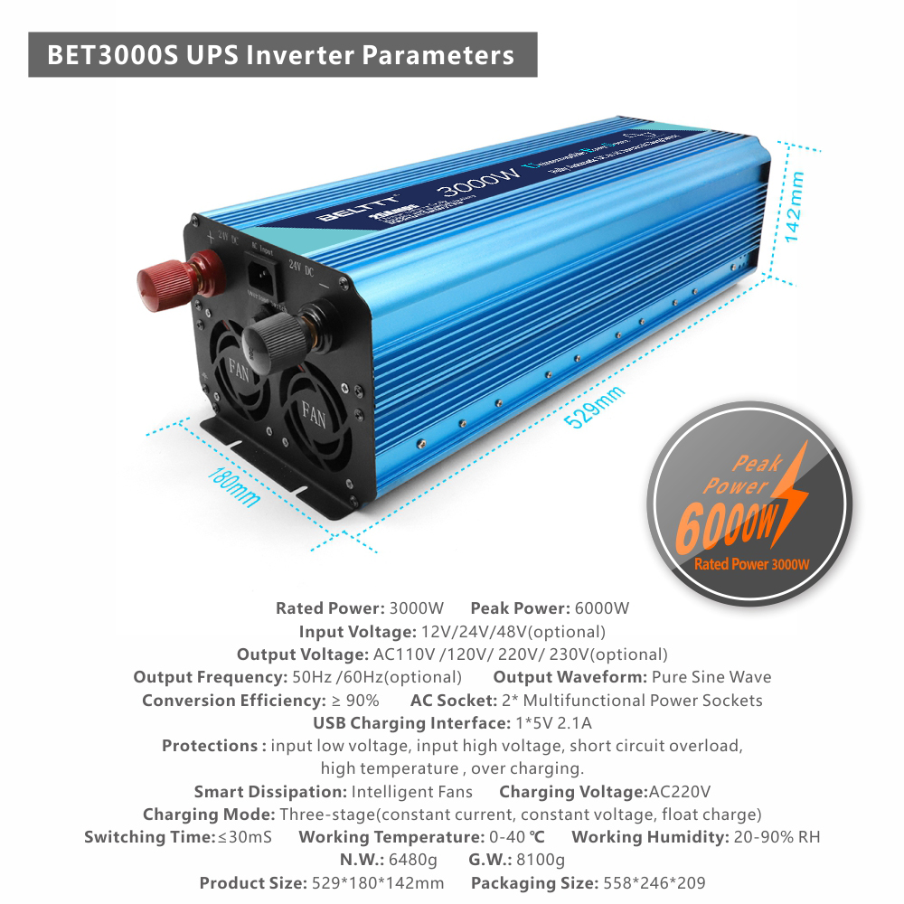 3000W UPS pure sine wave inverter BET3000S